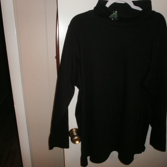 Quacker Factory | Tops | Womans Quacker Black Turtleneck Top With ...